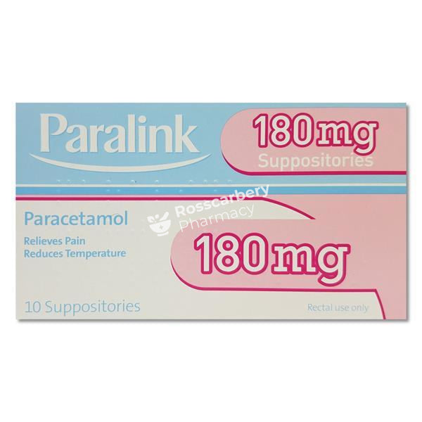 Paralink 180mg Suppositories Paracetamol - Rosscarbery Pharmacy